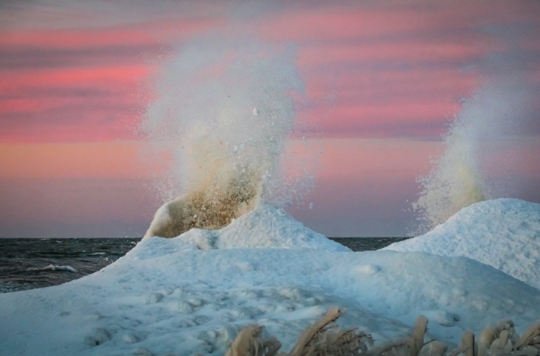 How Ice Volcanoes Form Along Frozen Shorelines in Extreme Cold