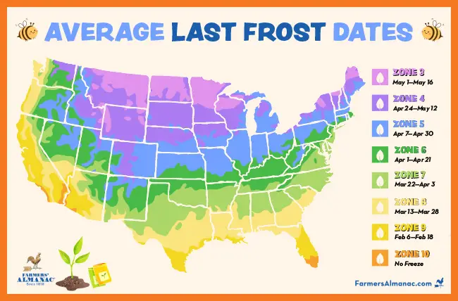 Your Average Last Frost Date - Farmers' Almanac - Plan Your Day. Grow ...